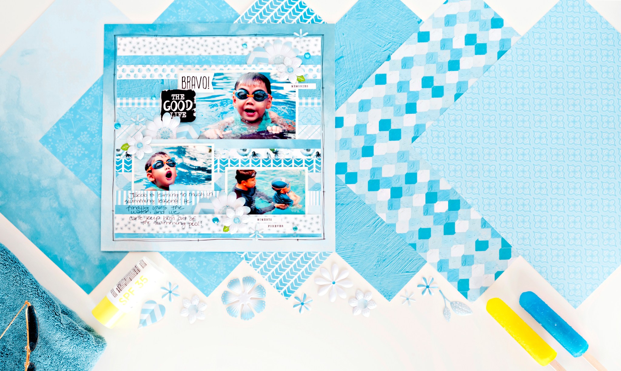 Brilliant Blue Mix & Match Scrapbook Layout – The Pages