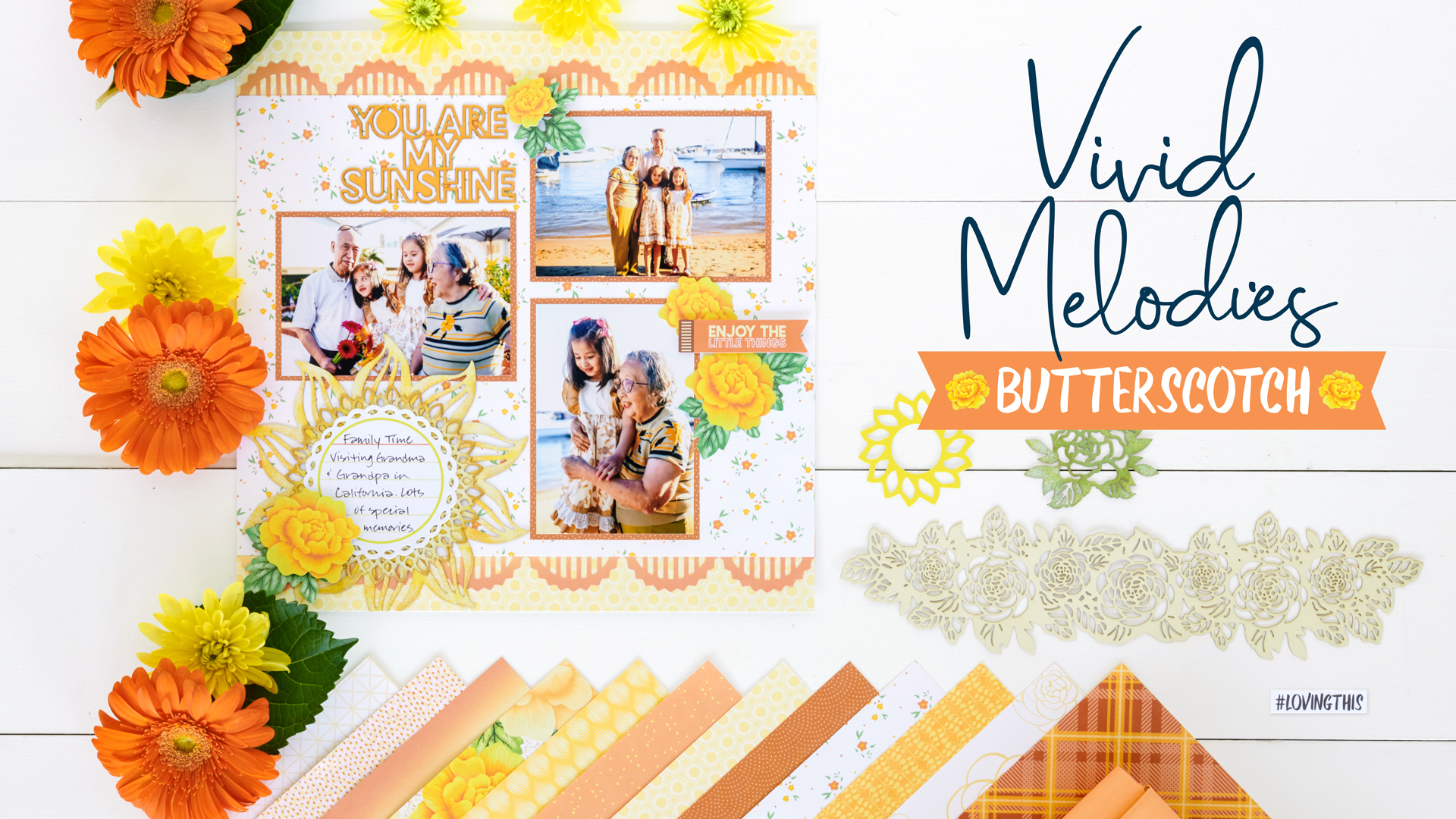 Feel The Sunny Warmth: Yellow Scrapbook Layout With Scrapbook Flower ...