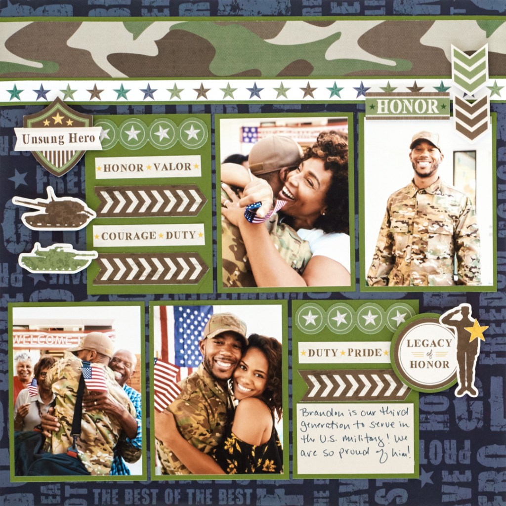 A Layout Of Legacy And Honor: Military Scrapbook Layout – The Pages